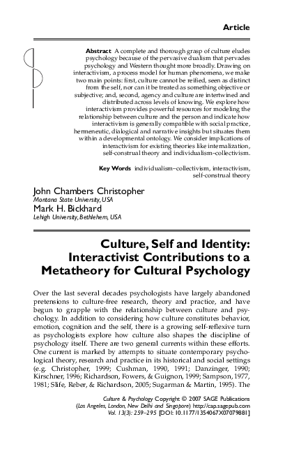 (PDF) Culture, Self & Identity