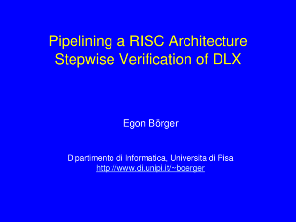 (PDF) Pipelining a RISC Architecture Stepwise Verification of DLX