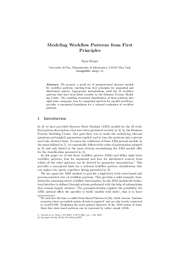 (PDF) Modeling workflow patterns from first principles