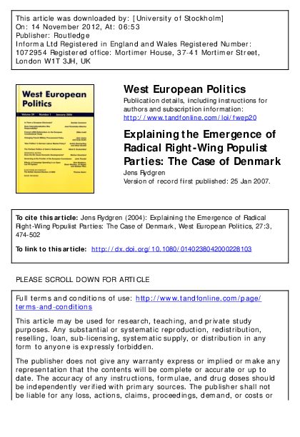 (PDF) Explaining the Emergence of Radical Right-wing Populism: The Case ...