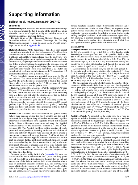 (PDF) Supporting Information Beilock et al. 10.1073/pnas.0910967107
