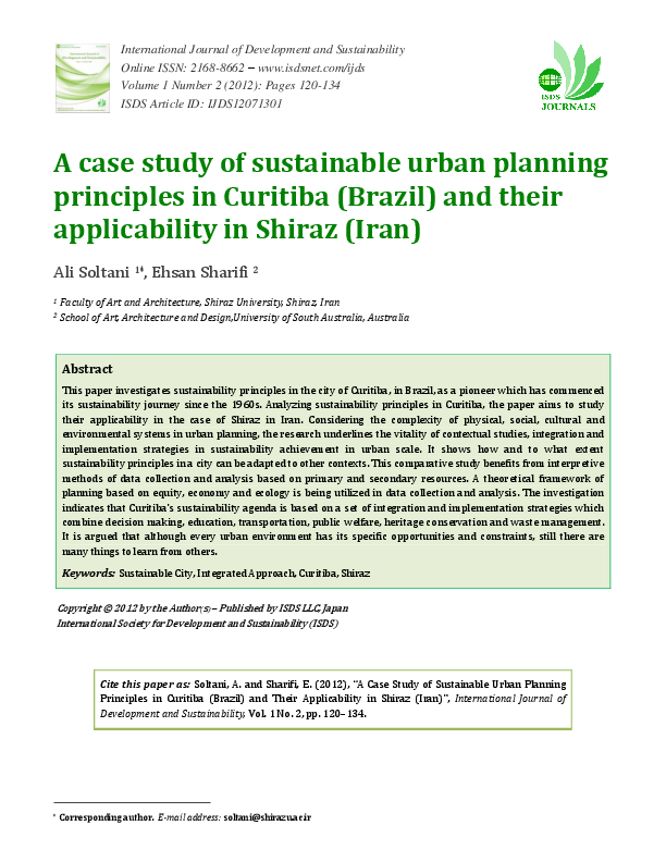 (PDF) A Case Study of Sustainable Urban Planning Principles in Curitiba ...