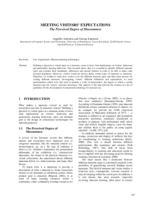 (PDF) MEETING VISITORS’EXPECTATIONS