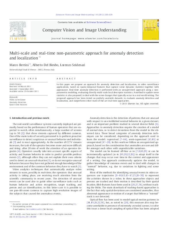 (PDF) Multi-scale and real-time non-parametric approach for anomaly detection and localization