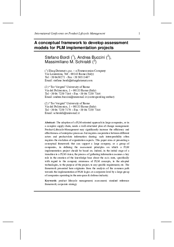 (PDF) A conceptual framework to develop assessment models for PLM projects