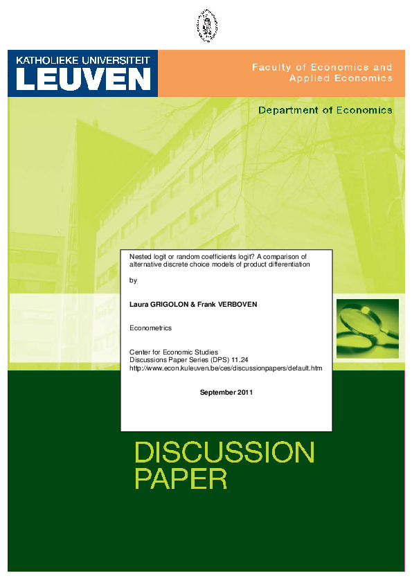 Pdf Nested Logit Or Random Coefficients Logit A Comparison Of