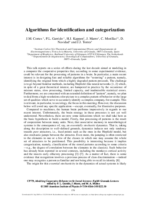 (PDF) Algorithms for identification and categorization
