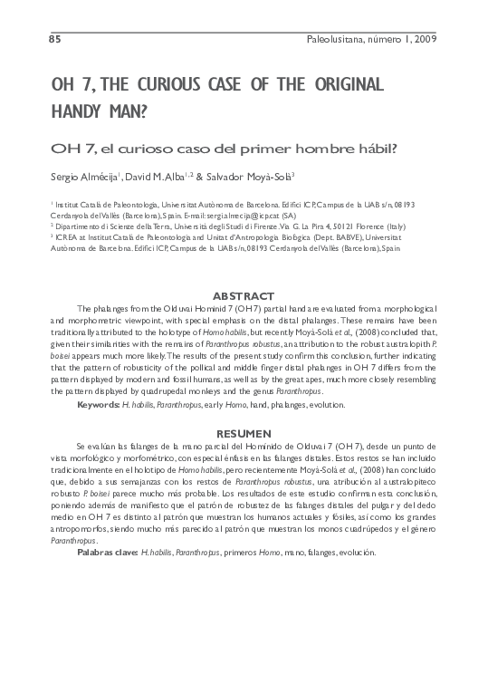 (PDF) OH 7, THE CURIOUS CASE OF THE ORIGINAL HANDY MAN? OH 7,el curioso ...