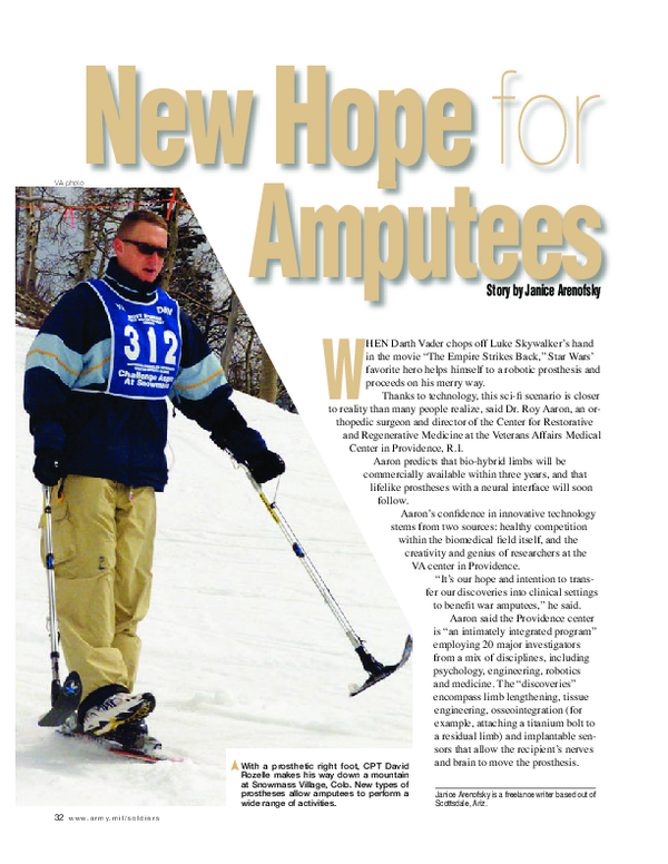 (PDF) New Hope for Amputees Soldiers Magazine