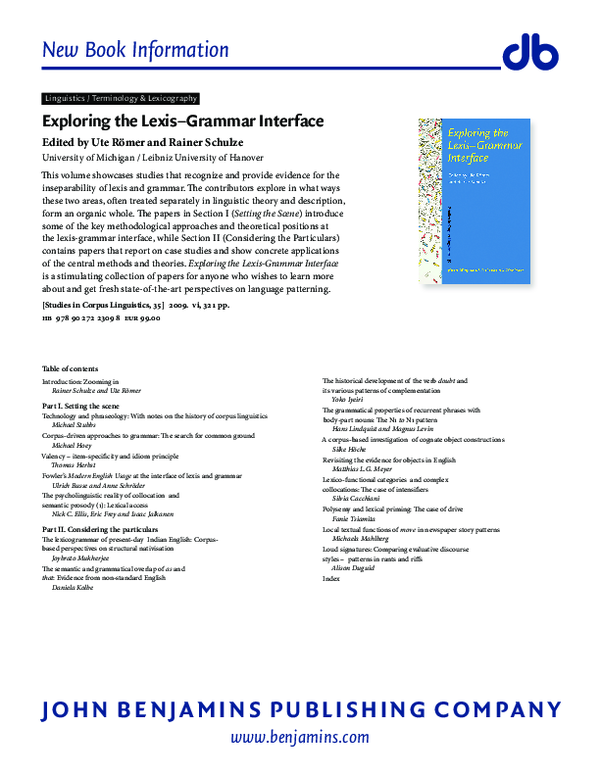 (PDF) Exploring the Lexis-Grammar Interface