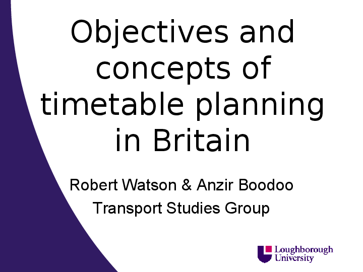 (DOC) Objectives and concepts of timetable planning in Britain