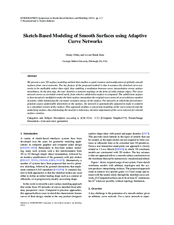 Pdf Sketch Based Modeling Of Smooth Surfaces Using Adaptive Curve