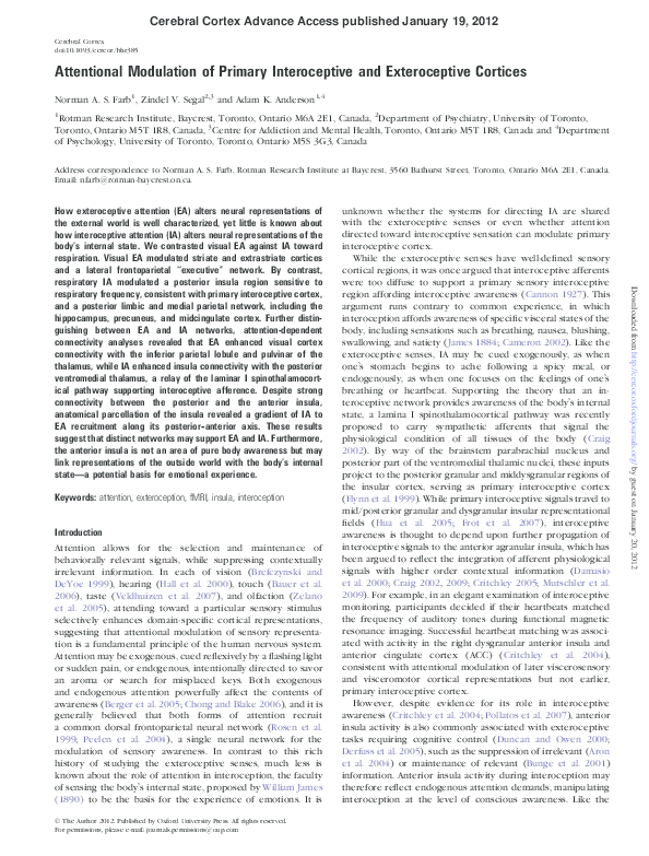 (PDF) Cerebral Cortex doi:10.1093/cercor/bhr385 Attentional Modulation ...