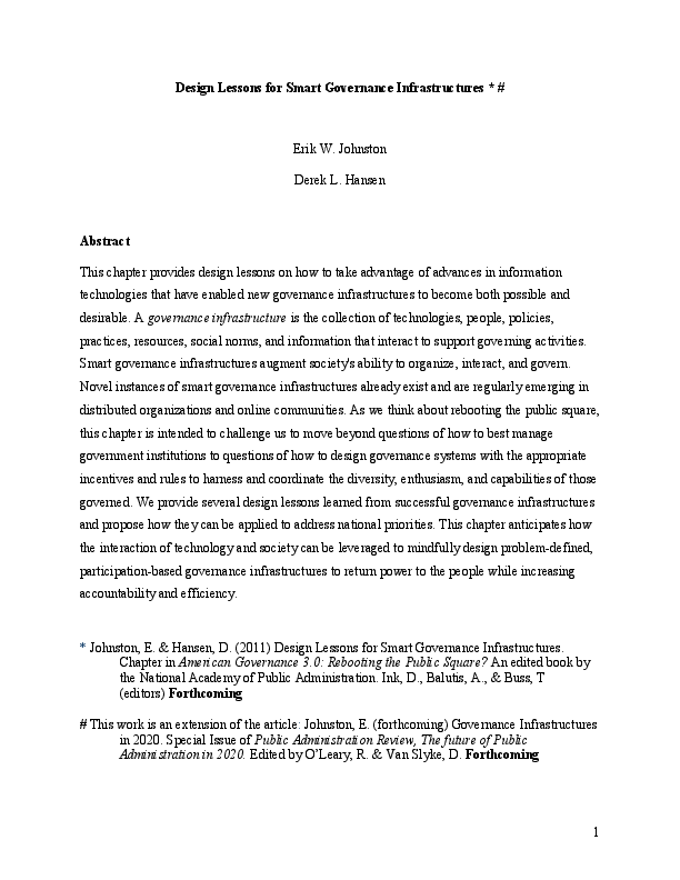 (PDF) Design Lessons for Smart Governance Infrastructures