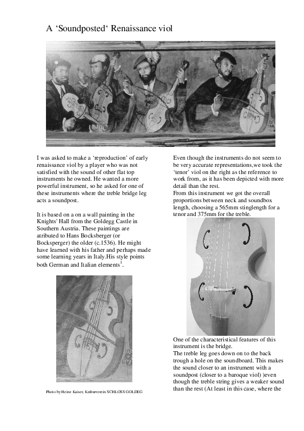 'Soundposted' renaissance viol