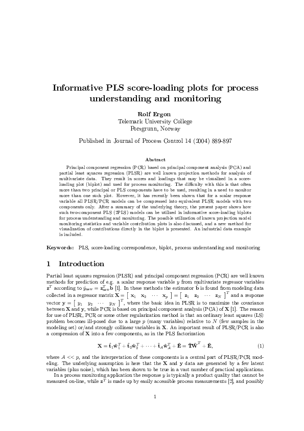 (PDF) Informative PLS score-loading plots for process understanding and ...