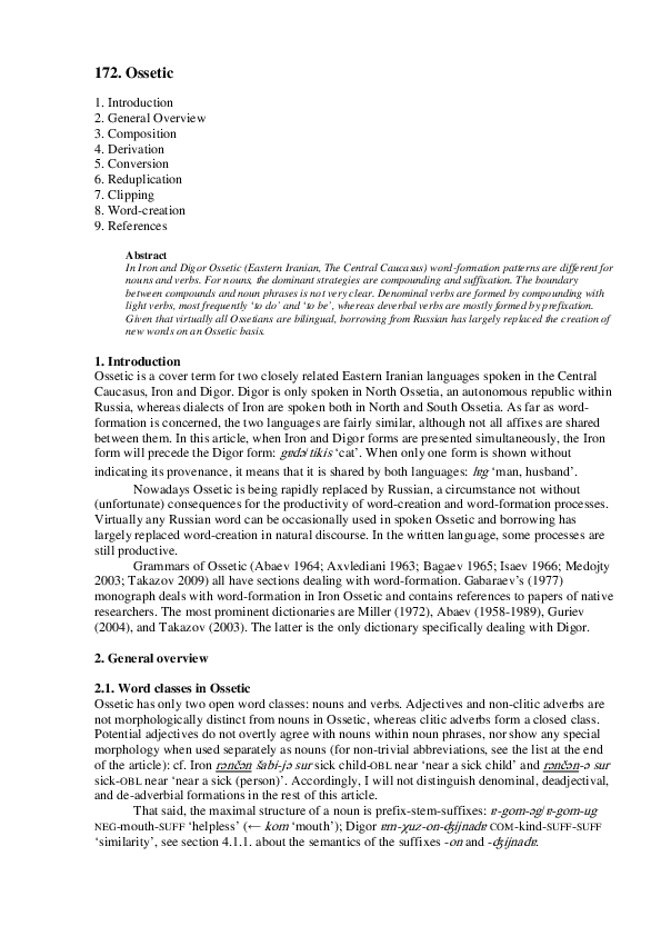 (PDF) Word Formation in Ossetic