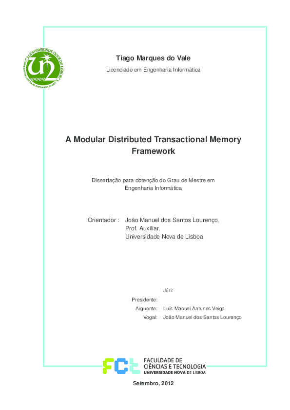 (PDF) A Modular Distributed Transactional Memory Framework