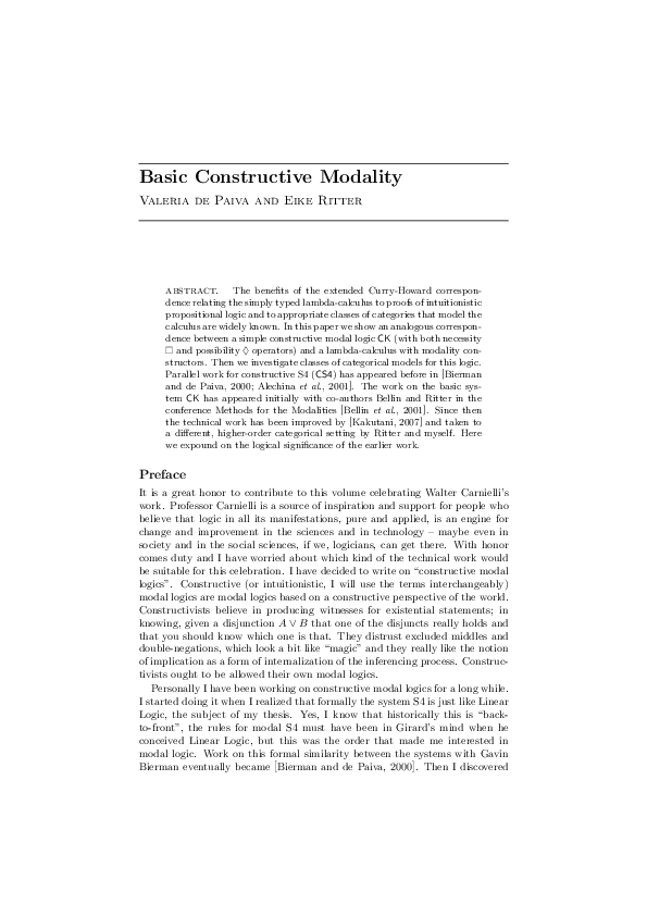 (PDF) Basic Constructive Modality