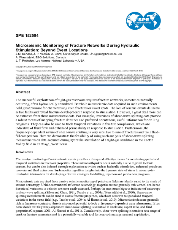 (PDF) Microseismic Monitoring of Fracture Networks During Hydraulic Stimulation: Beyond Event ...