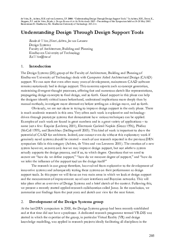 (PDF) Understanding Design Through Design Support Tools