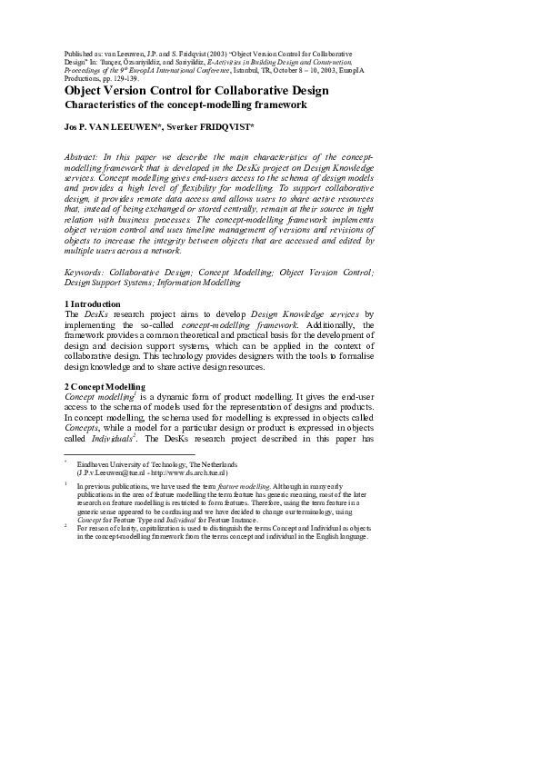 (PDF) Object Version Control for Collaborative Design Characteristics of the concept-modelling ...