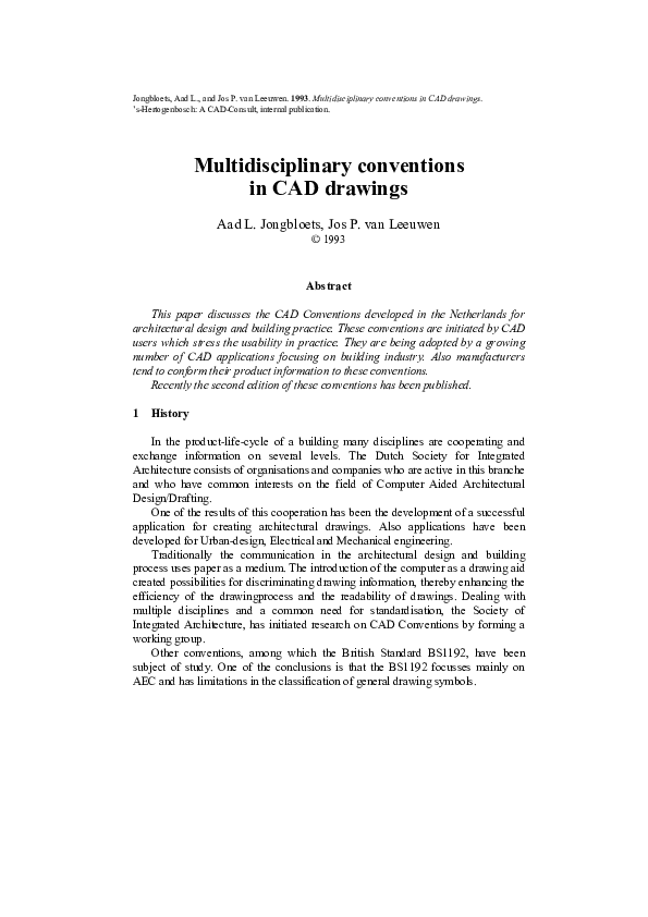 (PDF) Multidisciplinary conventions in CAD drawing