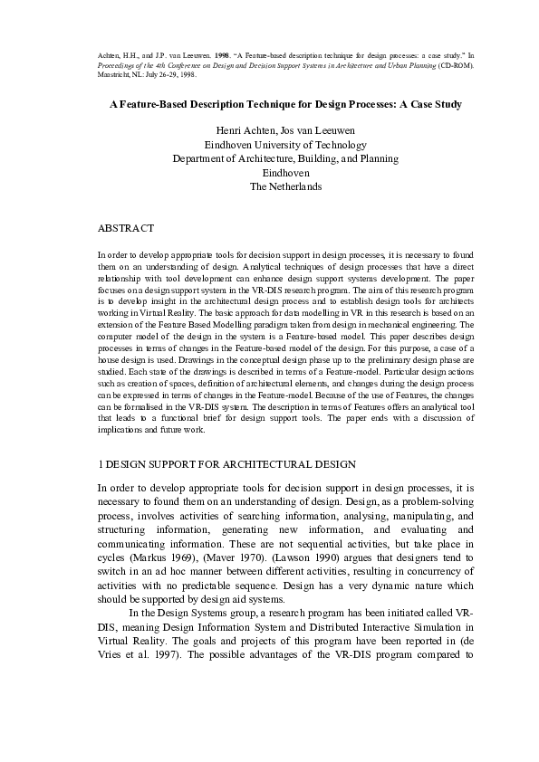 (PDF) A Feature-Based Description Technique for Design Processes: A ...