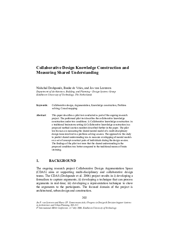 (PDF) Collaborative Design Knowledge Construction and Measuring Shared ...