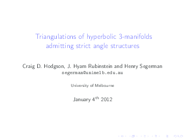 (PDF) Triangulations of hyperbolic 3-manifolds admitting strict angle structures