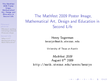(PDF) The Mathfest 2009 Poster Image Mathematical Art Design and ...