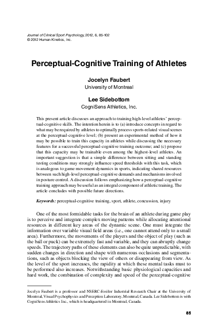 (PDF) Perceptual-Cognitive Training of Athletes