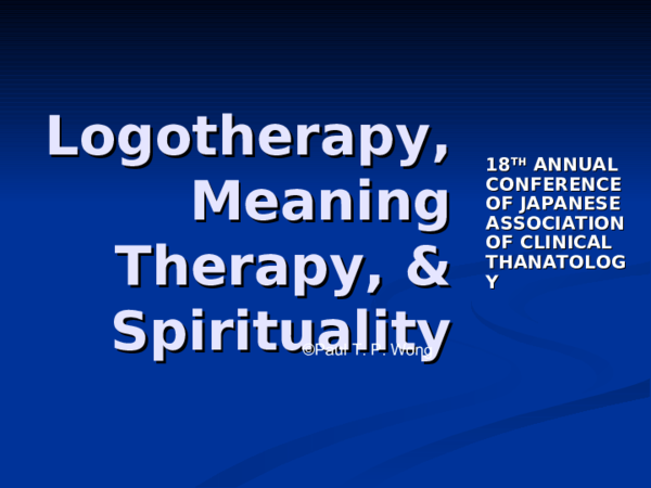 (DOC) Logotherapy meaning therapy and spirituality