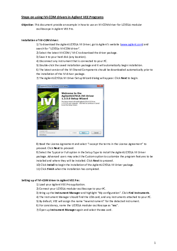 (PDF) Steps on using IVI-COM drivers in Agilent VEE Programs