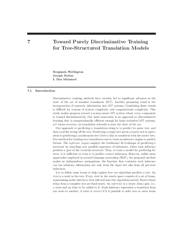 (PDF) Towards Purely Discriminative Training for Tree-Structured Translation Models