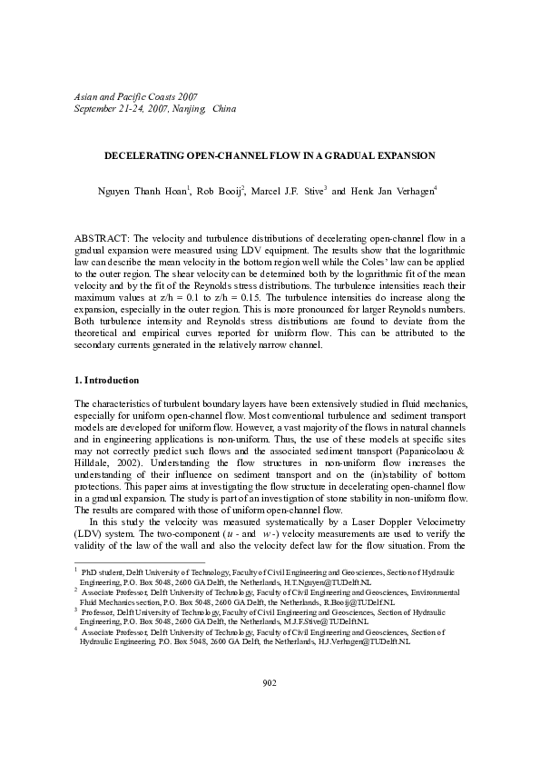 (PDF) Decelerating open-channel flow in a gradual expansion