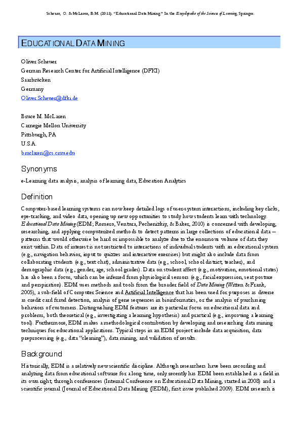 (PDF) Educational Data Mining