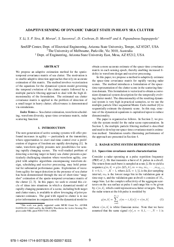 (PDF) Adaptive sensing of dynamic target state in heavy sea clutter