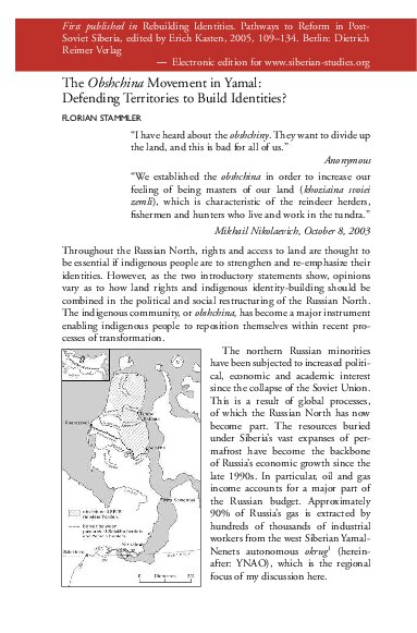 (PDF) The Obshchina Movement in Yamal: Defending Territories to Build ...