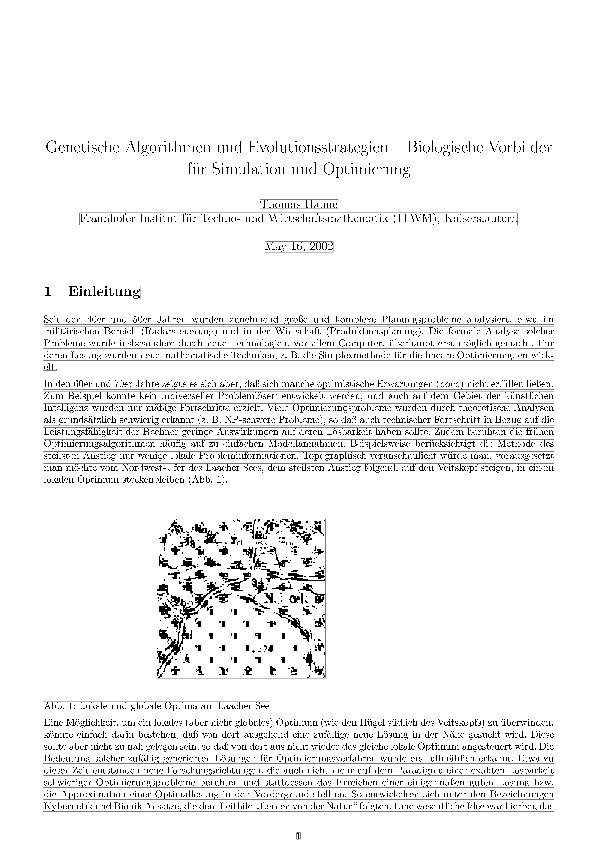 (PDF) Genetische Algorithmen und Evolutionsstrategien-Biologische Vorbilder fur Simulation und ...