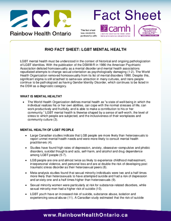 (PDF) RHO FACT SHEET: LGBT Mental Health