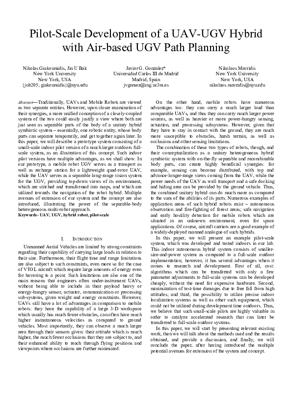 (PDF) Pilot-scale development of a UAV-UGV hybrid with air-based UGV ...