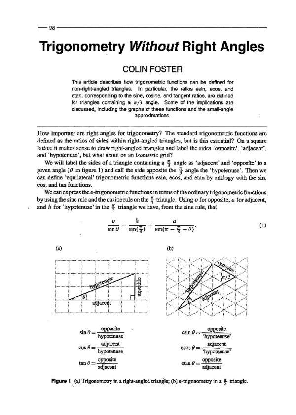 (PDF) Trigonometry Without Right Angles