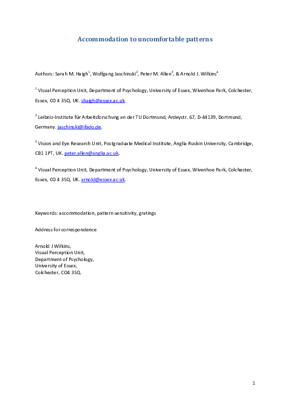 (PDF) Accommodation to uncomfortable patterns