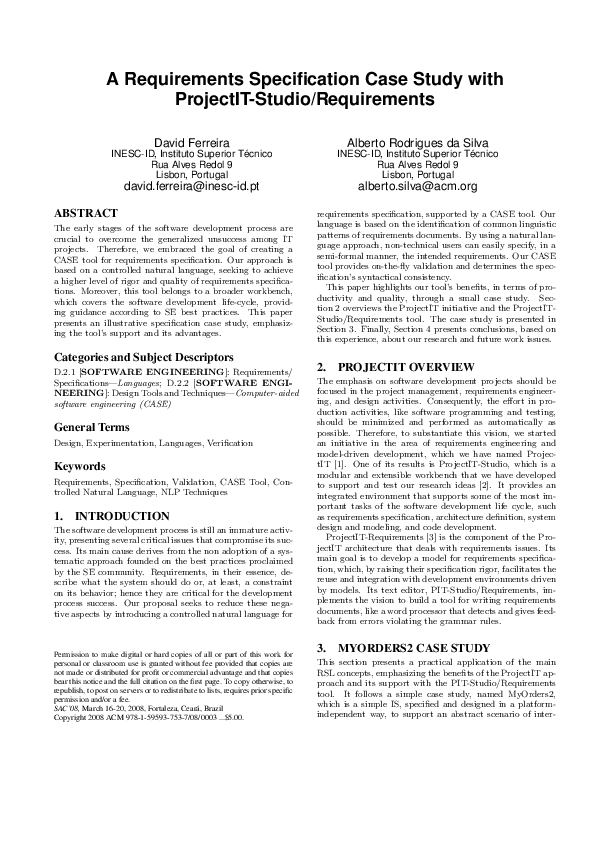 (PDF) A Requirements Specification Case Study with ProjectIT-Studio ...