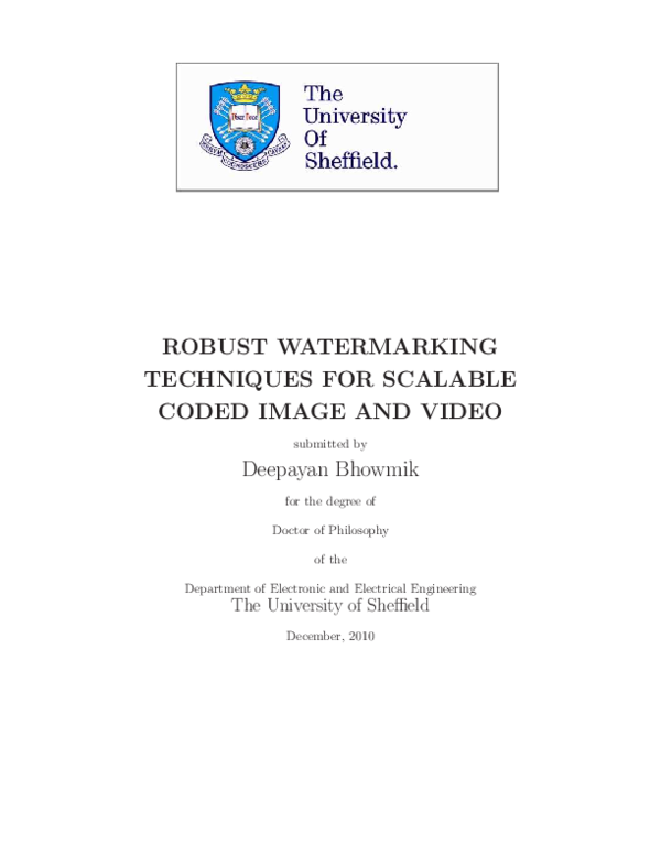 (PDF) ROBUST WATERMARKING TECHNIQUES FOR SCALABLE CODED IMAGE AND VIDEO