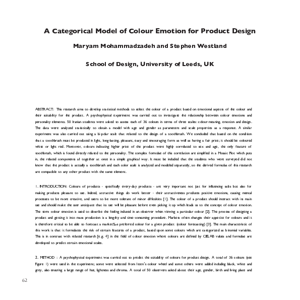 (PDF) A Categorical Model of Colour Emotion for Product Design