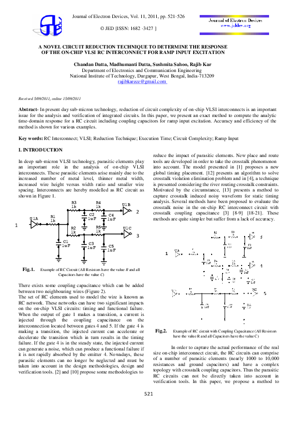 Pdf A Novel Circuit Reduction Technique To Determine The Response Of The On Chip Vlsi Rc