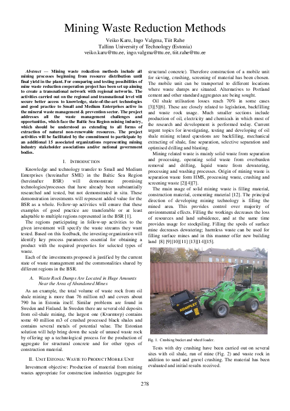(PDF) Mining Waste Reduction Methods
