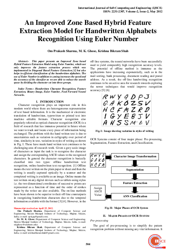 Pdf An Improved Zone Based Hybrid Feature Extraction Model For Handwritten Alphabets